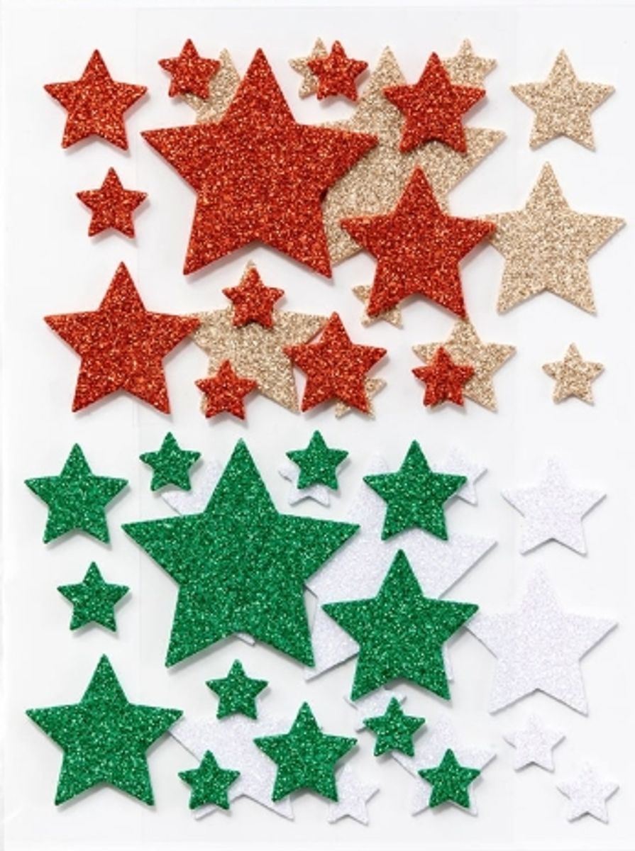 Kjøp Klistremerker mosgummi med glitter – Stjerner fra Hobby og Koz